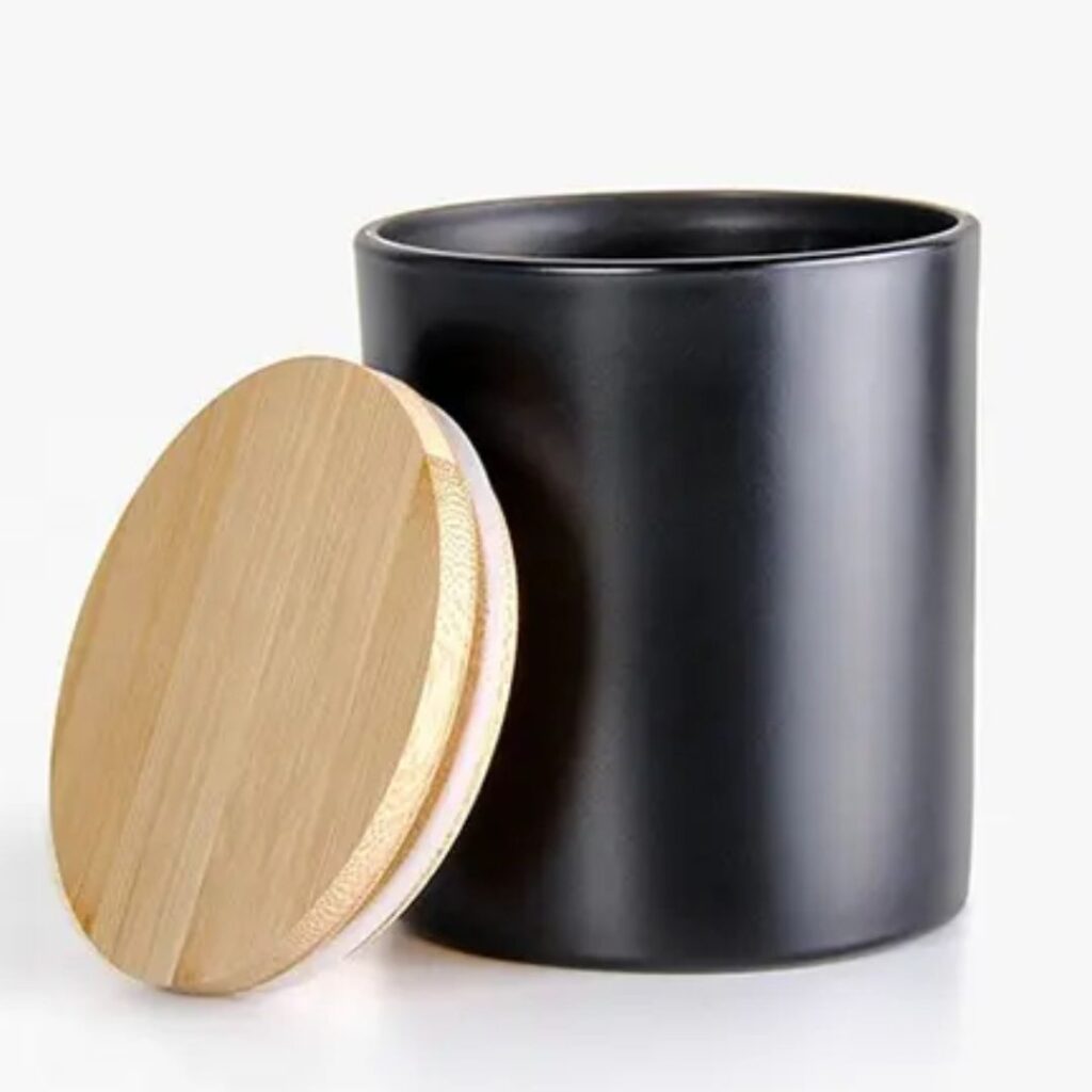 Matt Black Glass Candle Jar + Bamboo Lid 330ml – Holistic Emporium